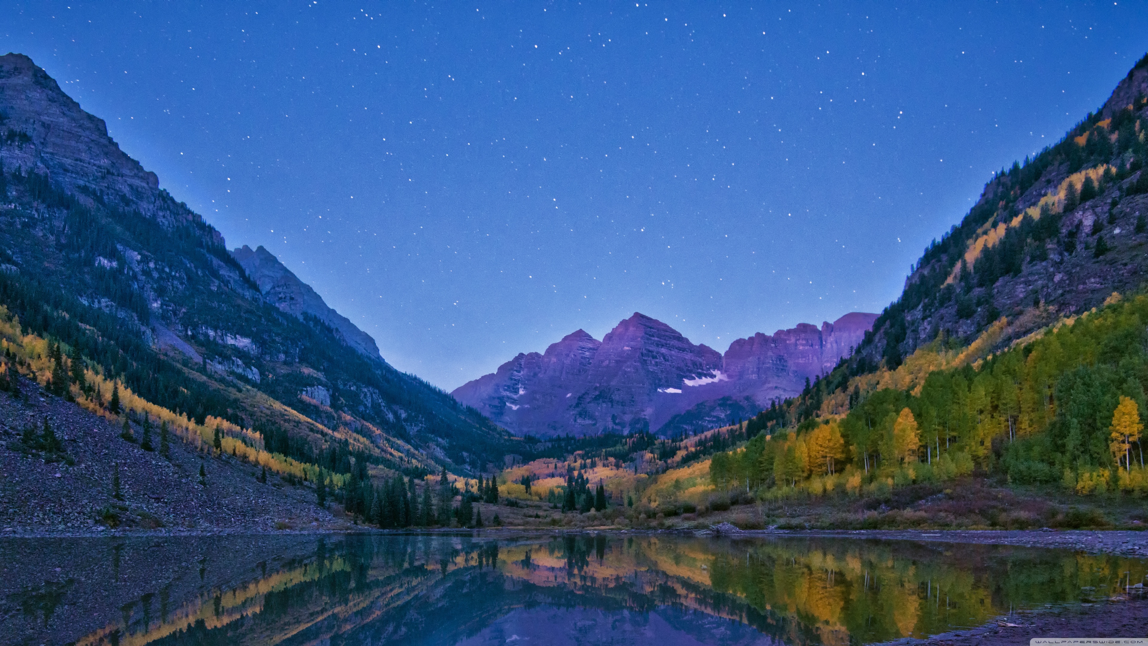 Alpenglow At Dawn, Maroon Bells And Maroon Lake, Colorado 4K UHD ...